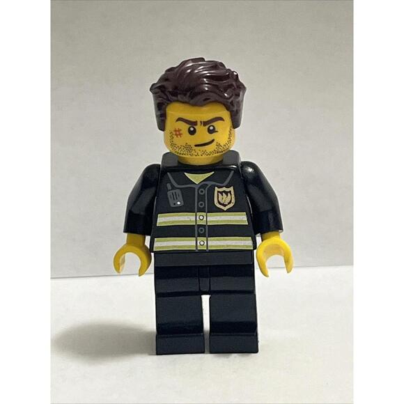 Lego | Toys | Lego Minifgure Fireman Firefighter Man Black Uniform With ...